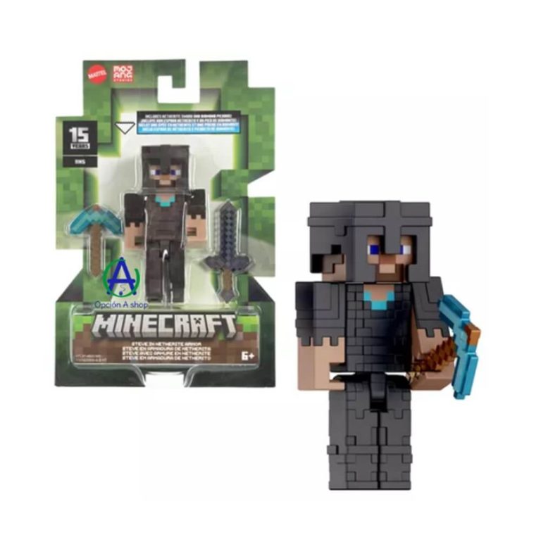 Minecraft Steve Armadura Incluye Espada Pico Diamante Figura